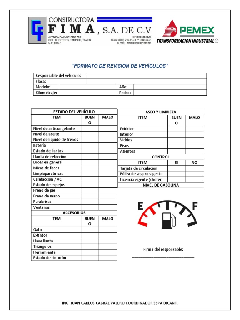 FORMATO CHEK LIST VEHICULO | PDF