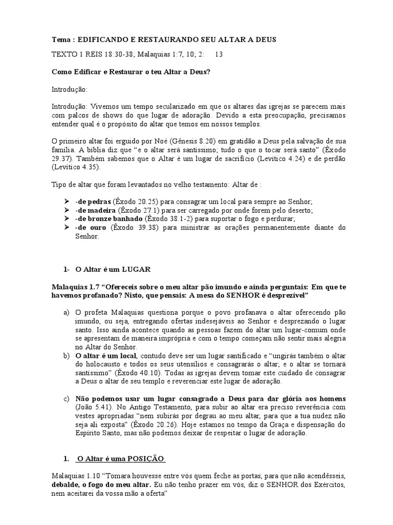 Edificando e Restaurando Seu Altar A Deus | PDF | Abraão | Gênesis (livro)