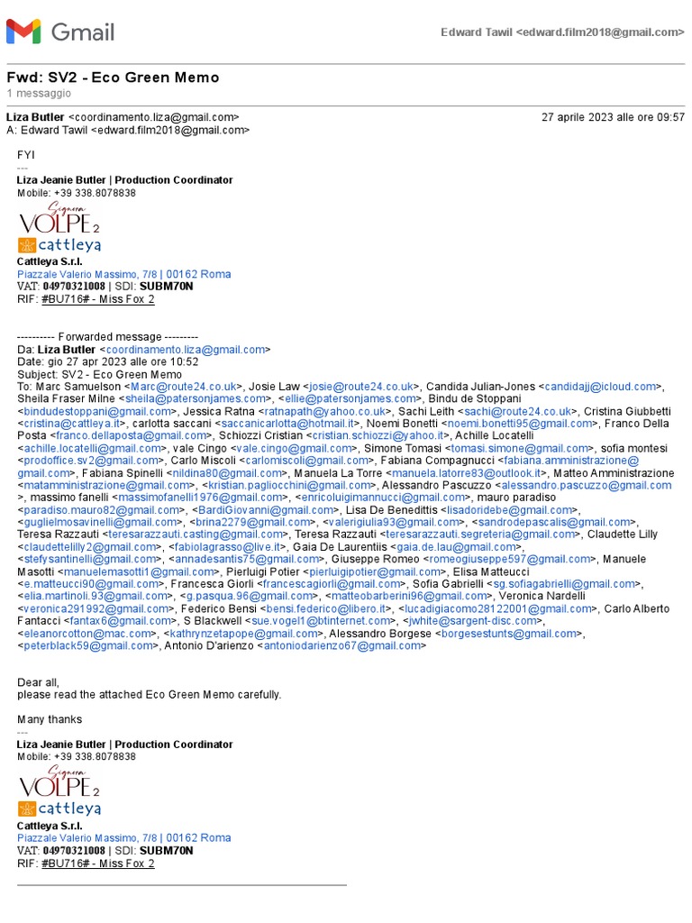Eco Memo for Film Production Team | PDF | Social Science