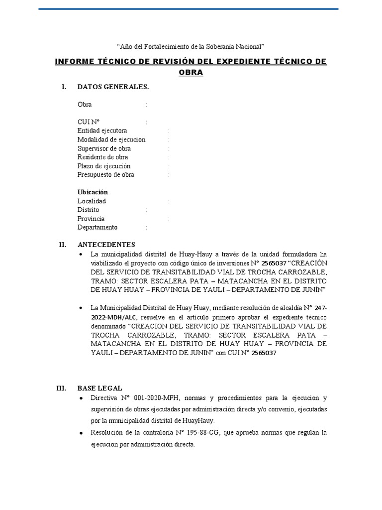 Informe de Revision Del Expediente Tecnico | PDF | Presupuesto | Diseño