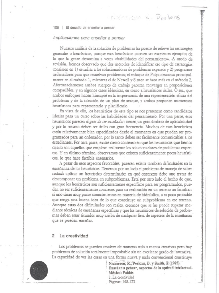 Creatividad - Nickerson y Perkins | PDF