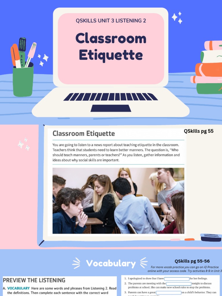 Classroom Etiquette Listening Guide | PDF | Career & Growth | Language ...