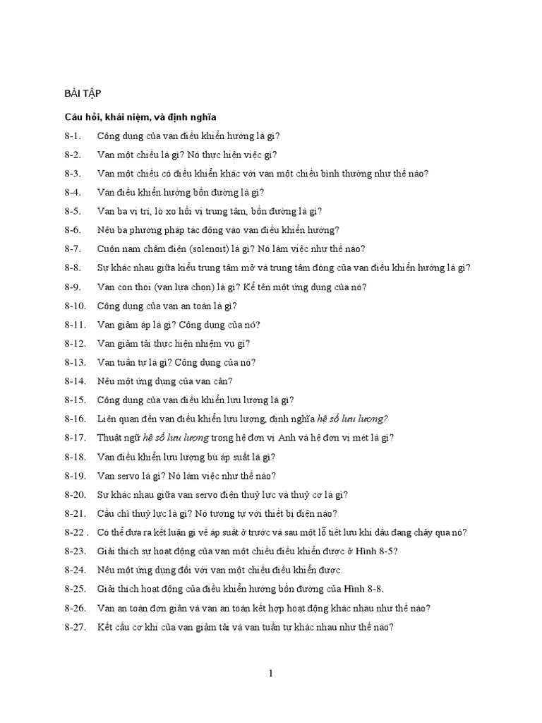 Bài Tập: Câu hỏi, khái niệm, và định nghĩa | PDF