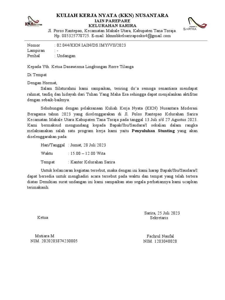 Ketua Dasawisma Rorre Tilanga (44) (Stunting) B | PDF