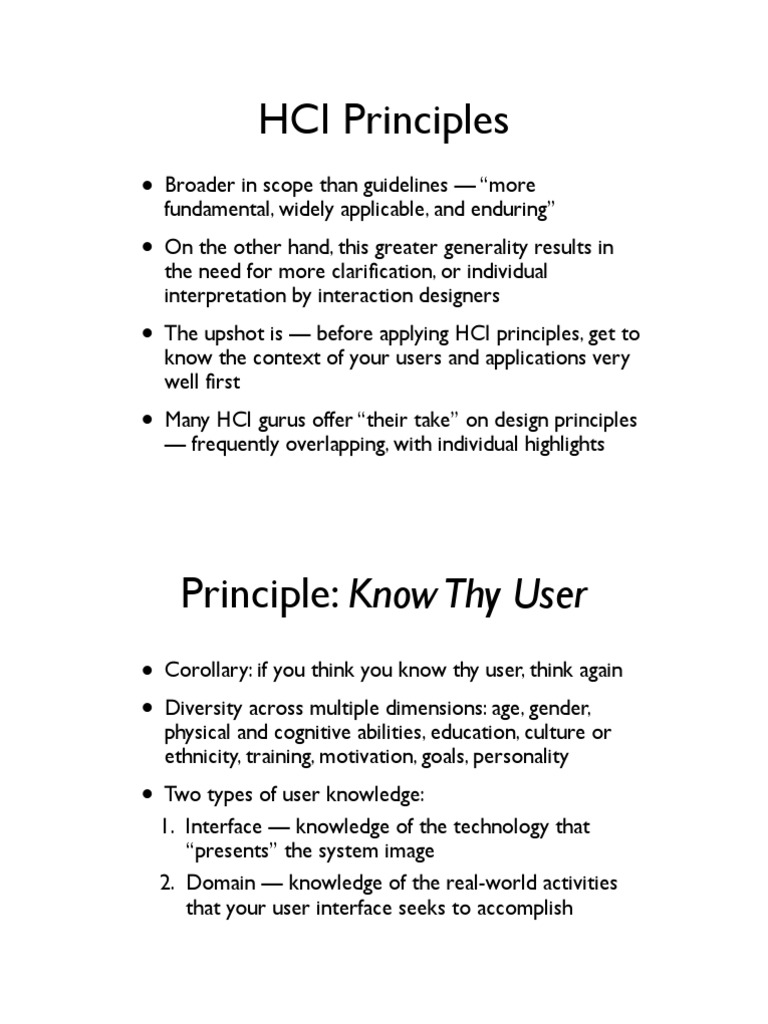 Principles HCI | PDF | Human–Computer Interaction | Usability