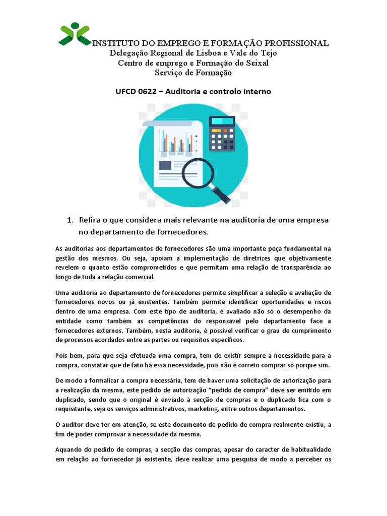 UFCD 0622 - Departamento de Fornecedores | PDF