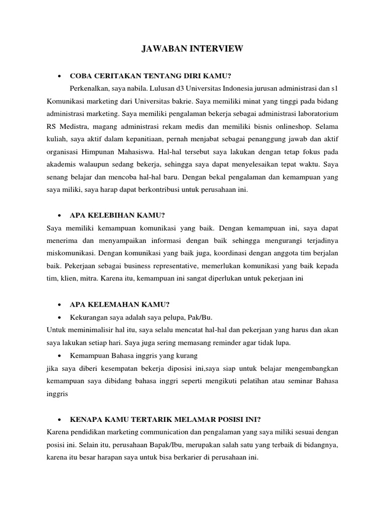 Jawaban Interview | PDF