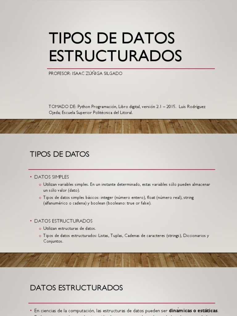 Tipos de Datos Estructurados en Python | PDF | Python (lenguaje de programación) | Tipo de datos