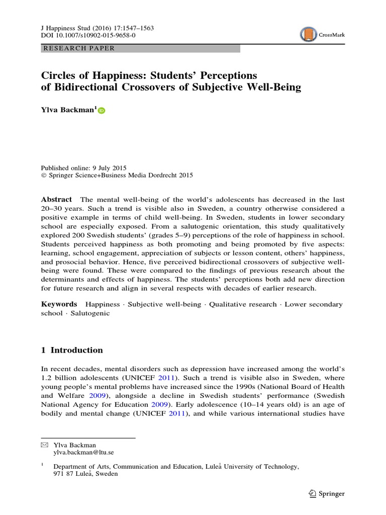 Backman - 2016 - Circles of Happiness Students' Perceptions of Bidirectional Crossovers of ...