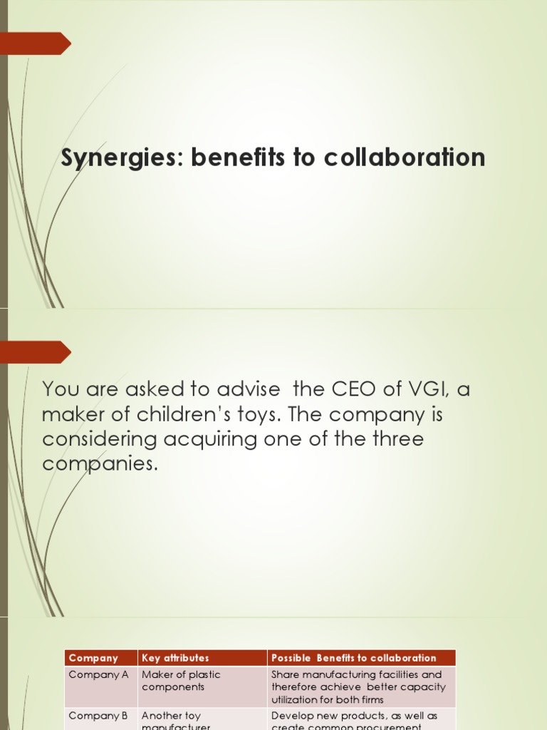 4-Synergies - Benefits To Collaboration | PDF | Valuation (Finance ...