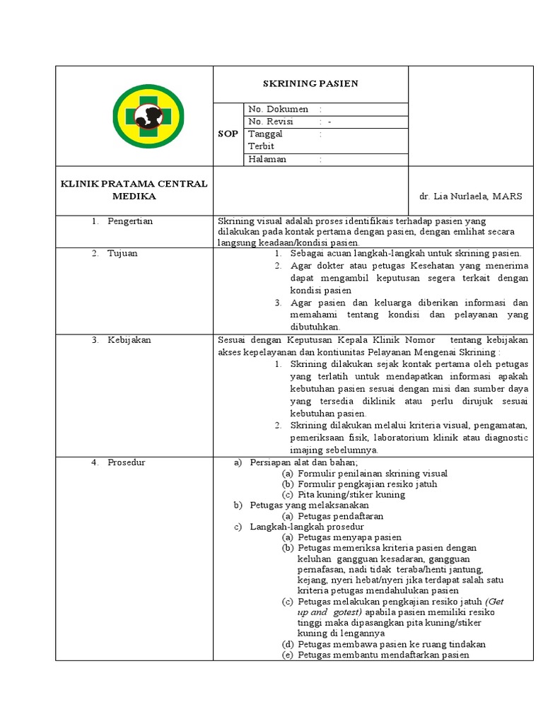 Sop Skrining Visual | PDF | Kesehatan Holistik | Sains & Matematika