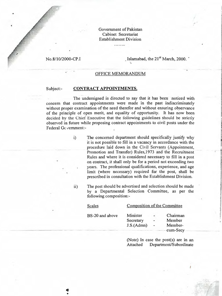 Contract Appointment Policy Updated | PDF