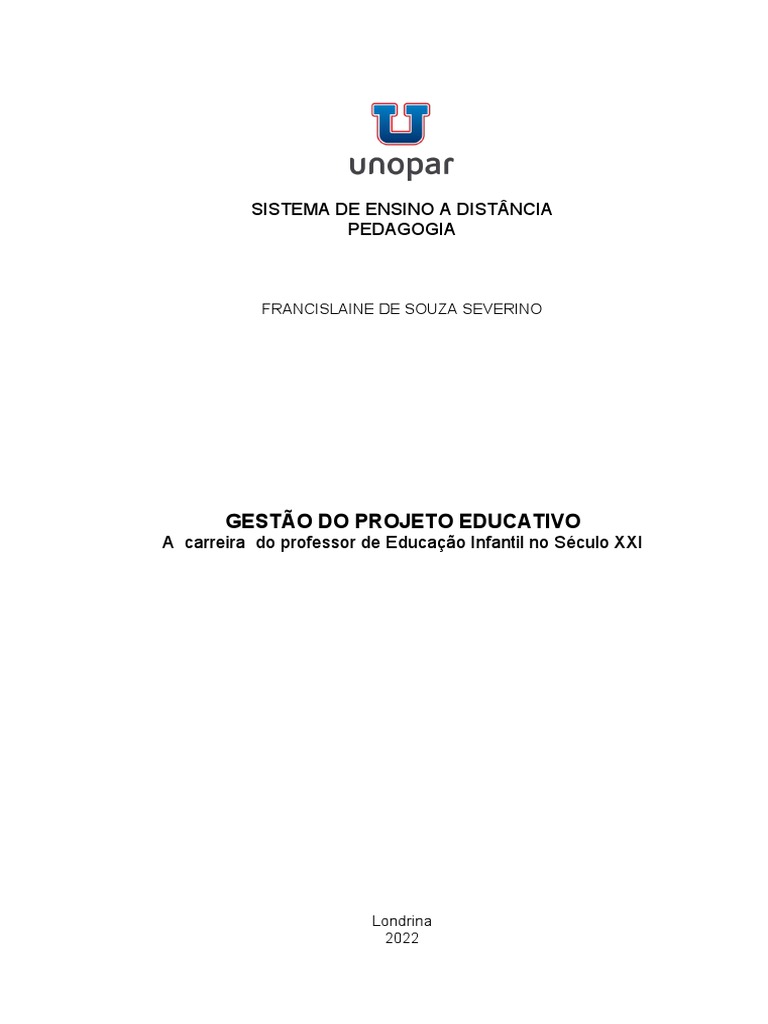 Projeto Educativo - A Carreira Do Professor | PDF | Pedagogia ... Projeto Educativo - A Carreira Do Professor | PDF | Pedagogia ...