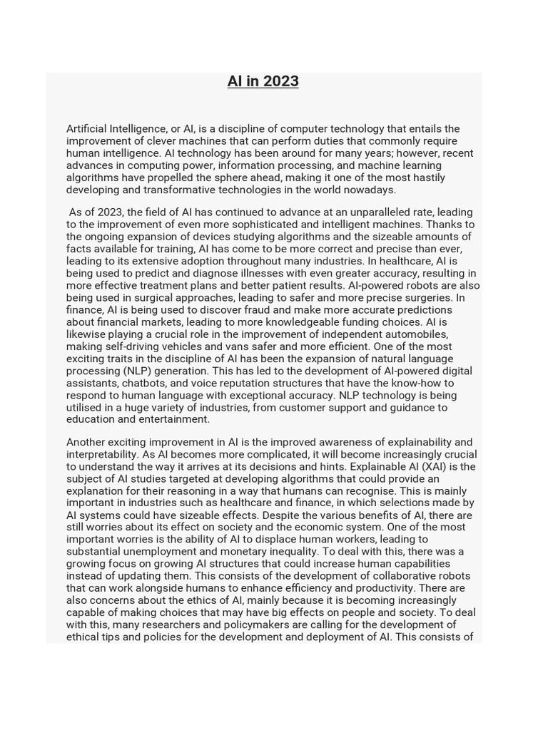 AI in 2023 | PDF | Artificial Intelligence | Intelligence (AI) & Semantics