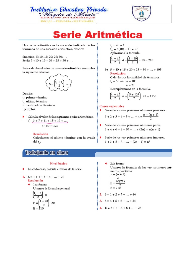 6to Grado - Series Numericas | PDF