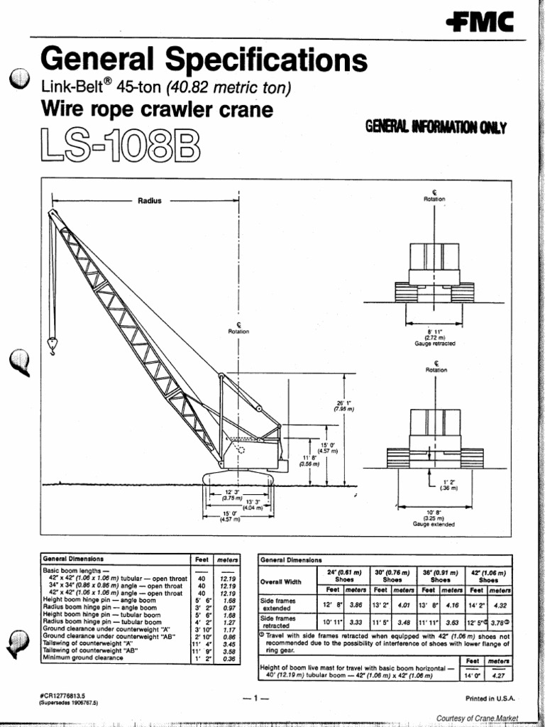 Crane Link Belt Specifications LS-108B | PDF