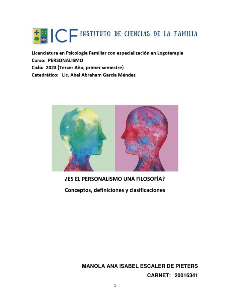 Es El Personalismo Una Filosofía | PDF | Ideologías | Teorías filosóficas
