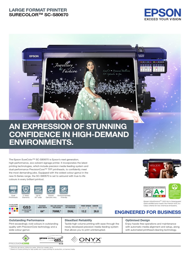 Printer Ecosolvent Epson SureColor SC S80670 Laysander | PDF