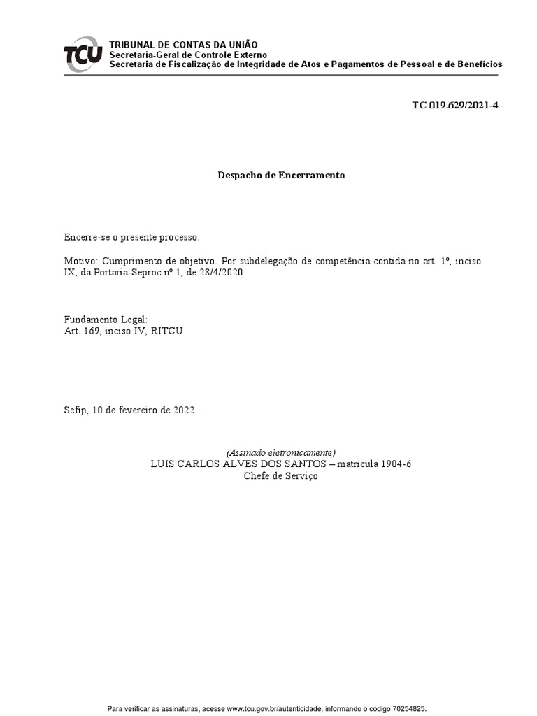 IdSisdoc_24993974v2-59 - Processo 1962920214 - Modelo de Despacho de Encerramento de Processo | PDF