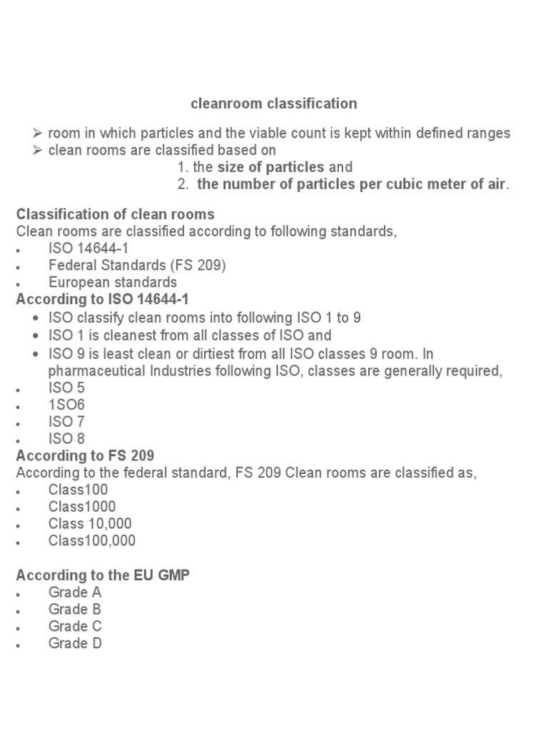 Cleanroom Classification | Download Free PDF | Glasses | Sodium Carbonate