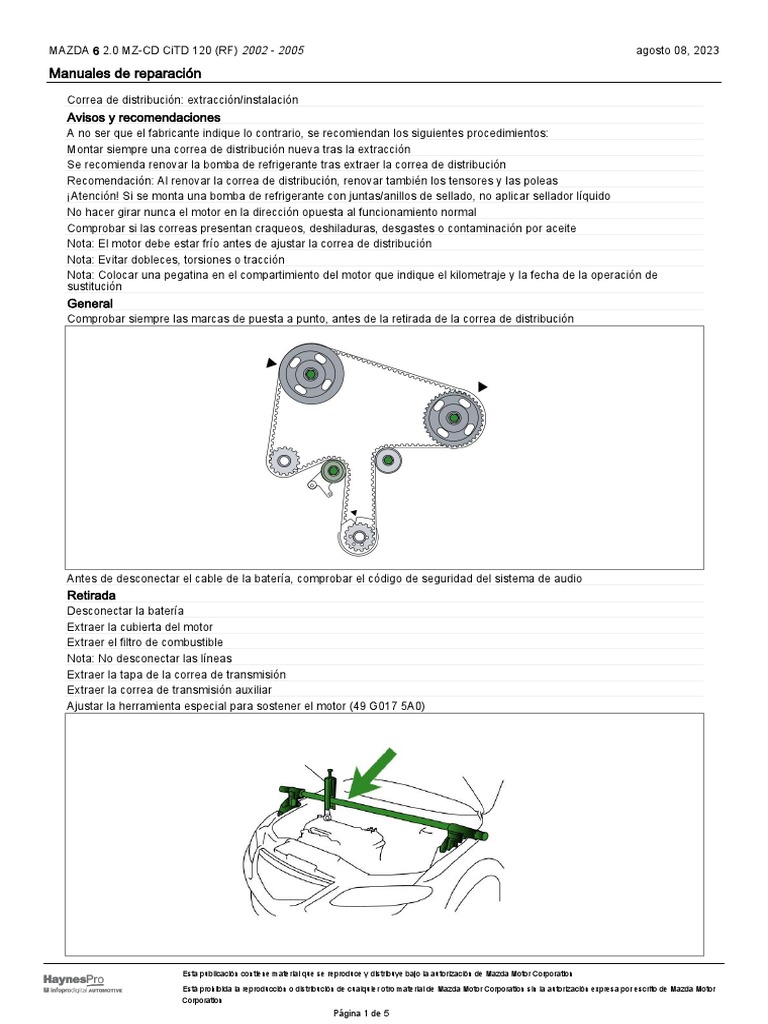 DISTRIBUCION MAZDA 6 (GG, GY) 2.0 MZ-CD CiTD 120 2002 - 2005 | PDF