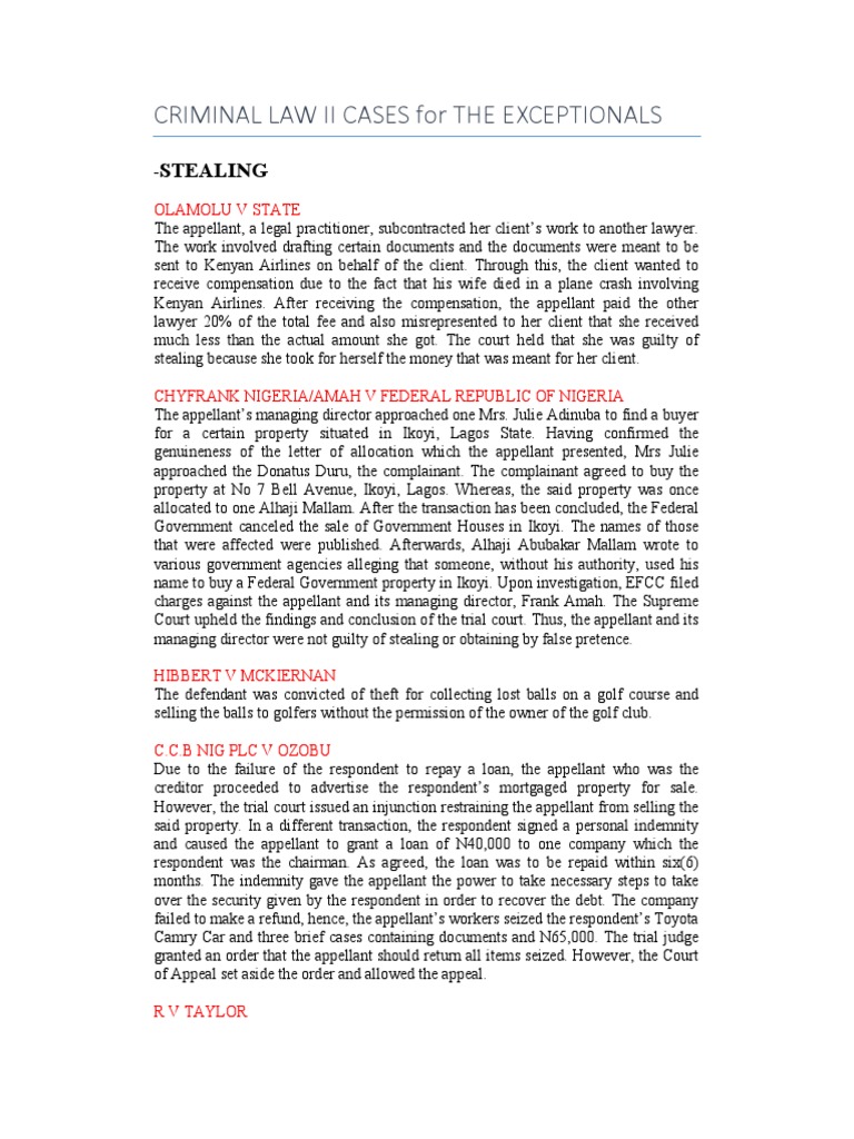 Criminal Law Cases (Joshfile) | PDF