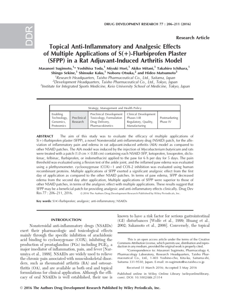 Drug Development Research - 2016 - Sugimoto - Topical Anti Inflammatory ...