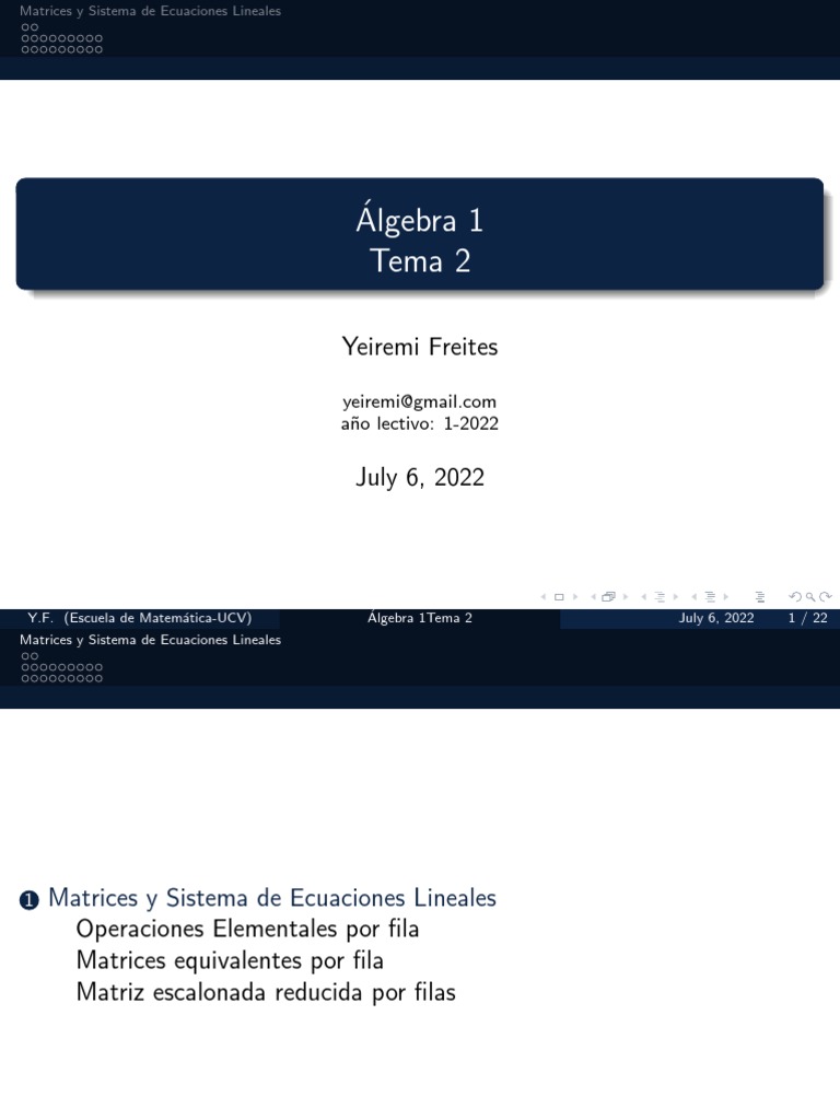 Algebra1 Clase5 | PDF | Matriz (Matemáticas) | Ecuaciones