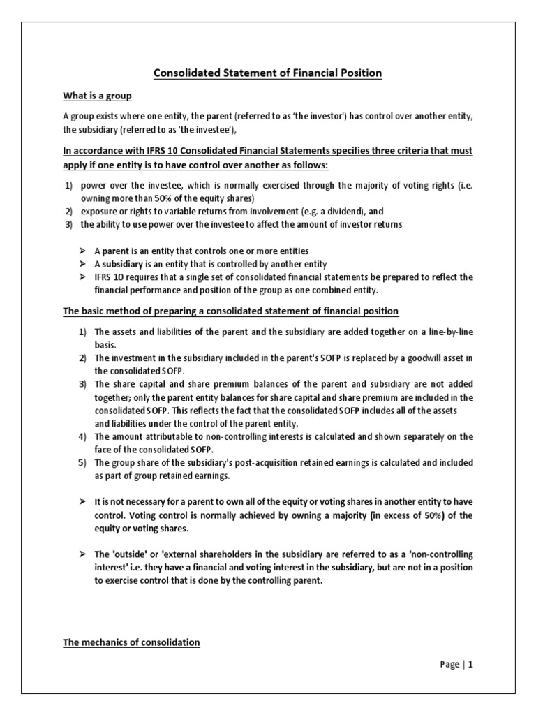 Consolidated Financial Position Overview | PDF | Fair Value | Balance Sheet