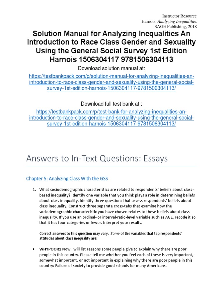 Analyzing Inequalities An Introduction To Race Class Gender and ...