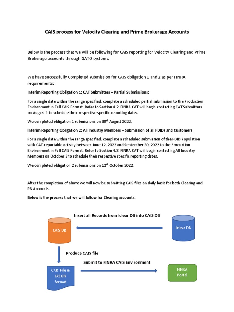 CAIS Process For Velocity Clearing and Prime Brokerage Accounts | PDF ...