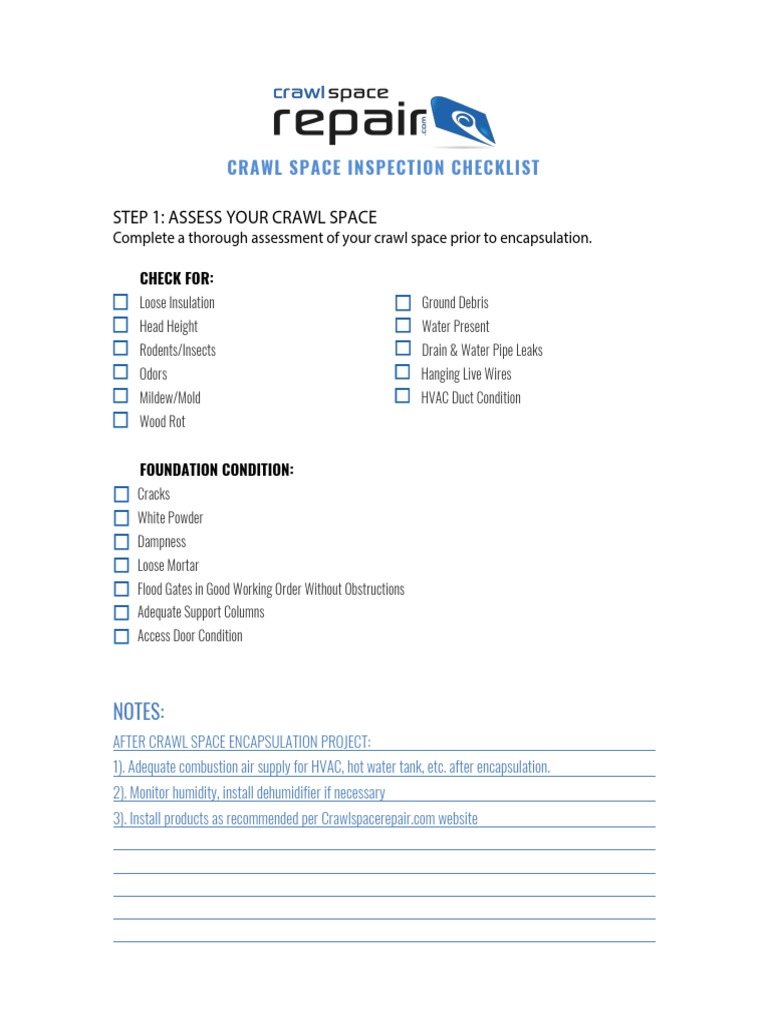 Crawl Space Inspection Checklist | PDF