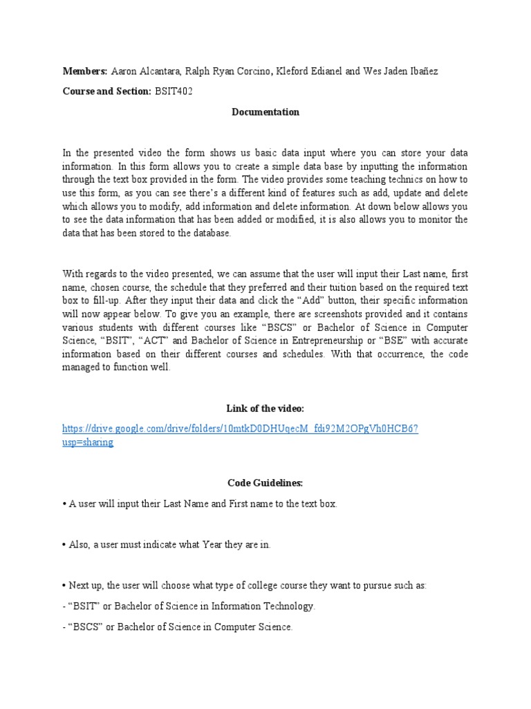 Documentation (Integrative Programming) 2 | PDF