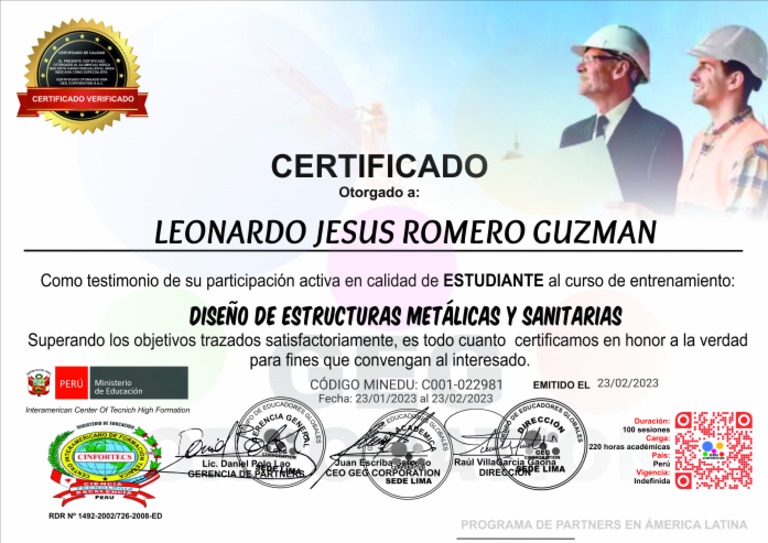 Cert, Diseño de Estructuras Metálicas y Sanitarias | PDF