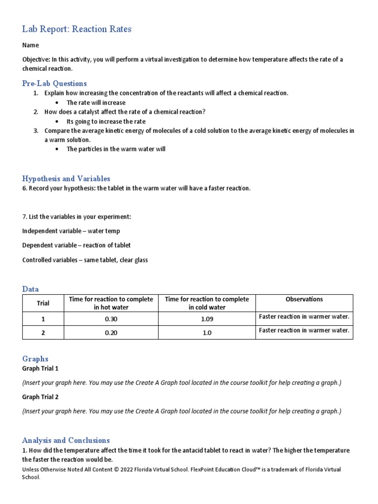 Lab Report | PDF | Reaction Rate | Chemical Reactions