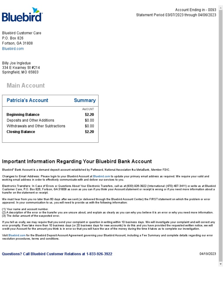 Bluebird Statement - Bluebird-0093 | PDF