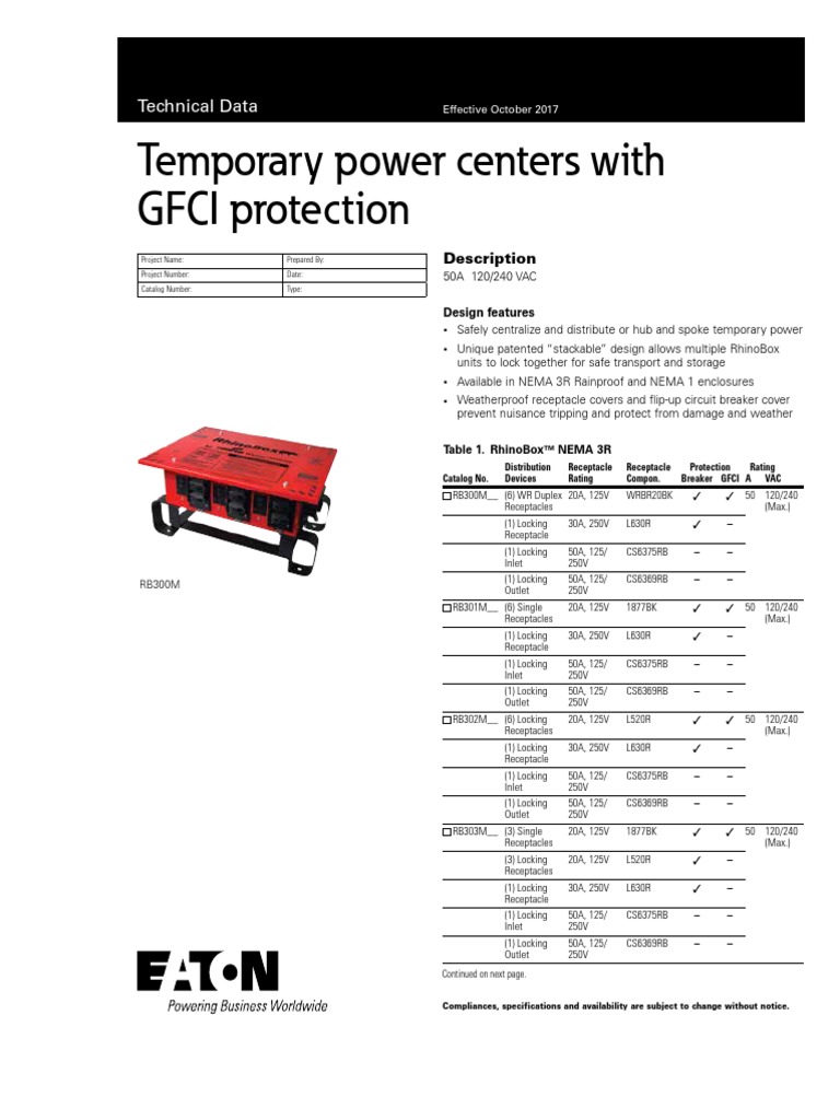 Temp Power Centers Gfci Protection Spec Sheet | PDF | Technology ...