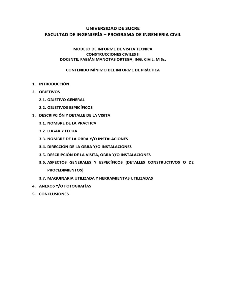 Modelo de Informe de Visita Tecnica | PDF