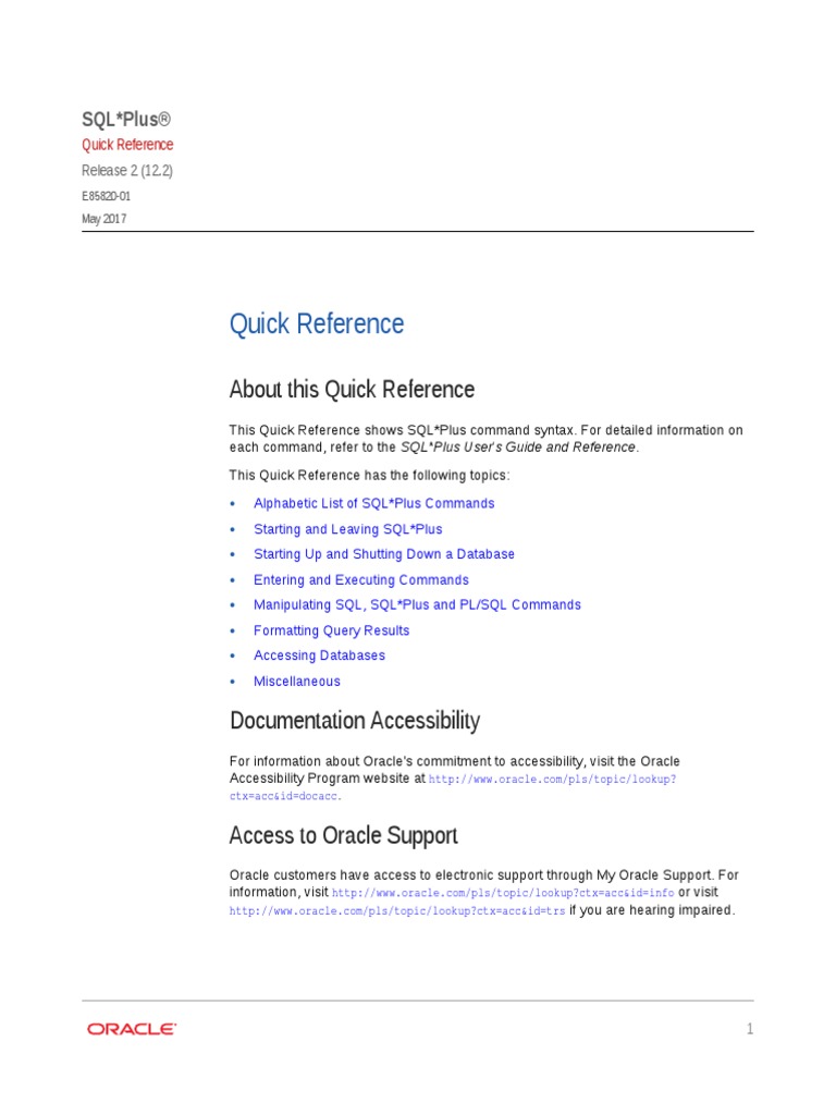 Sqlplus Quick Reference Descargar Gratis Pdf Parameter Computer Programming Variable