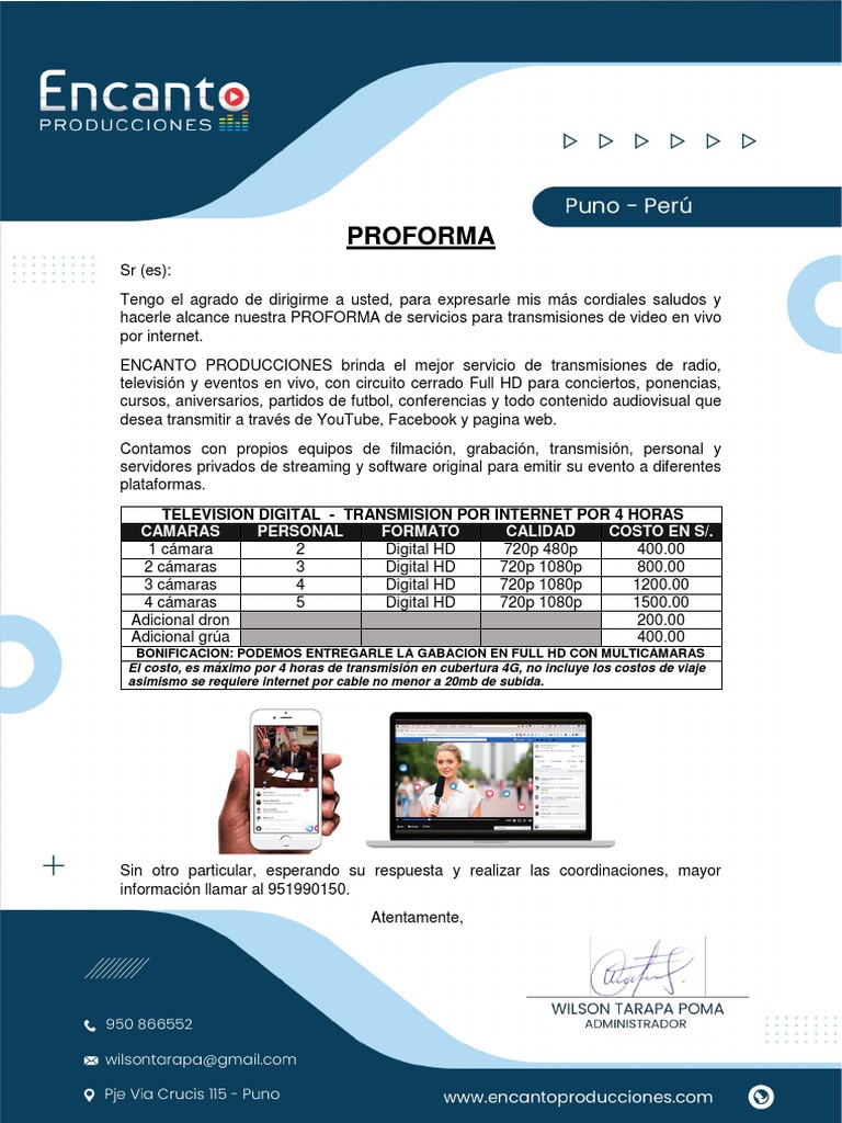 Proforma Encanto Prod para Eventos Municiaples | PDF | Informática