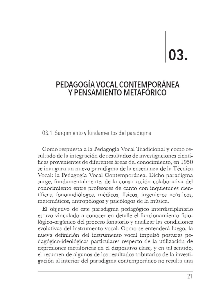 Alessandroni - Pedagogía Vocal y Pensamiento Metafórico | PDF | Sonido ...