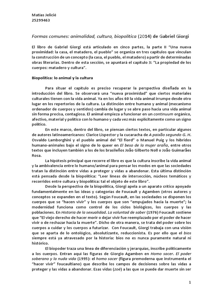 Ficha Giorgi, Gabriel. Los Mataderos de La Cultura. MJ | PDF