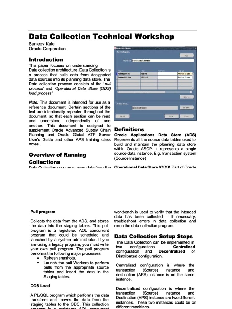 Ascp Data Collection Technical Workshop Good Oracle Database | PDF | Databases | Database ...