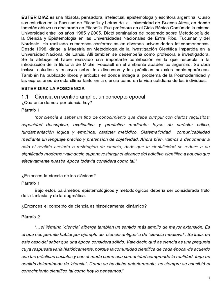 Ester Diaz La Posciencia | PDF | Conocimiento | Paradigma