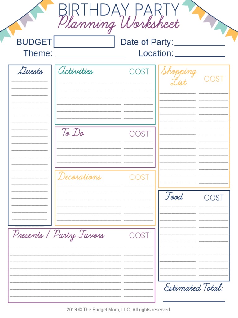 Birthday Party Planning Worksheet | PDF