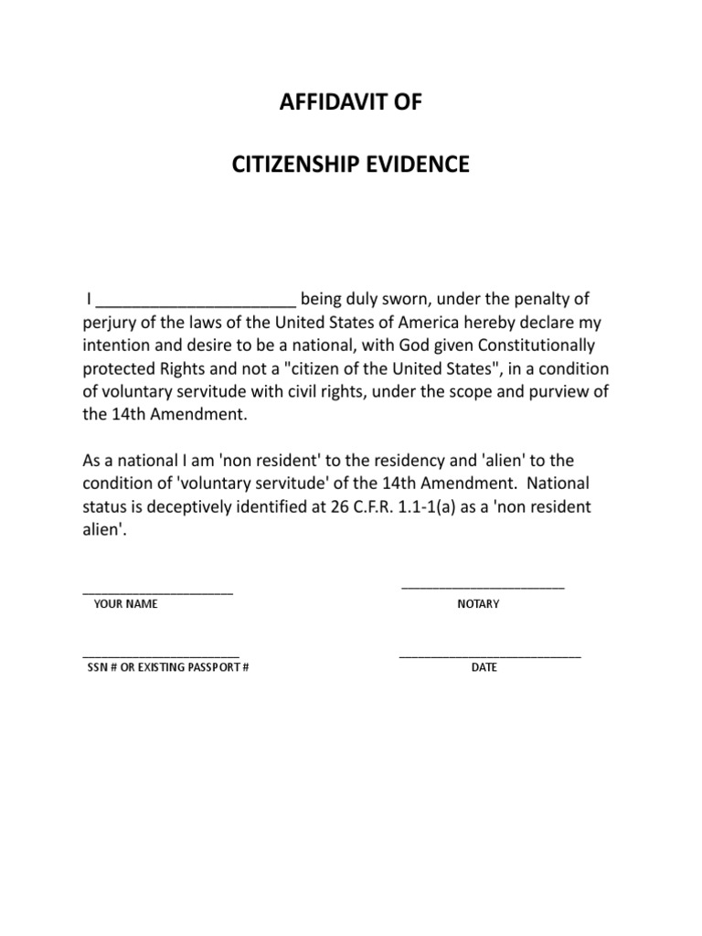 Affidavit of Citizenship Evidence | PDF