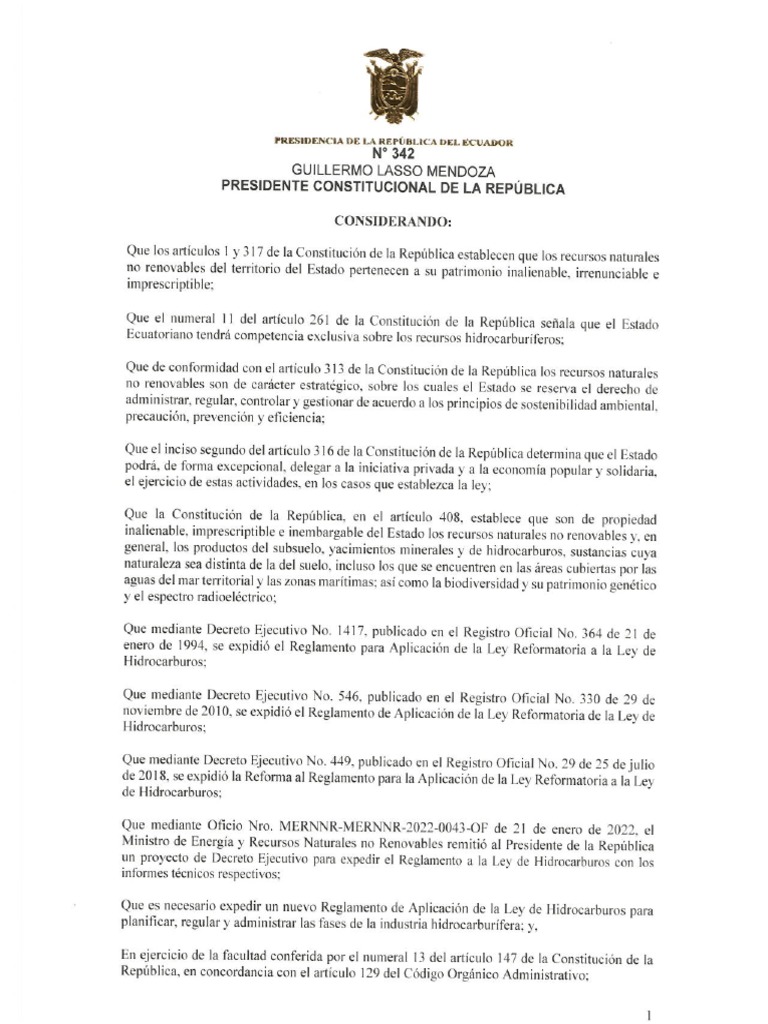Decreto Ejecutivo No. 342 | PDF