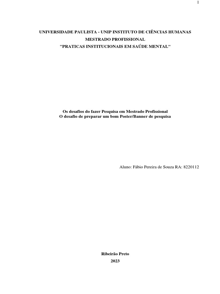 Trabalho Poster Banner Acadêmico Pdf