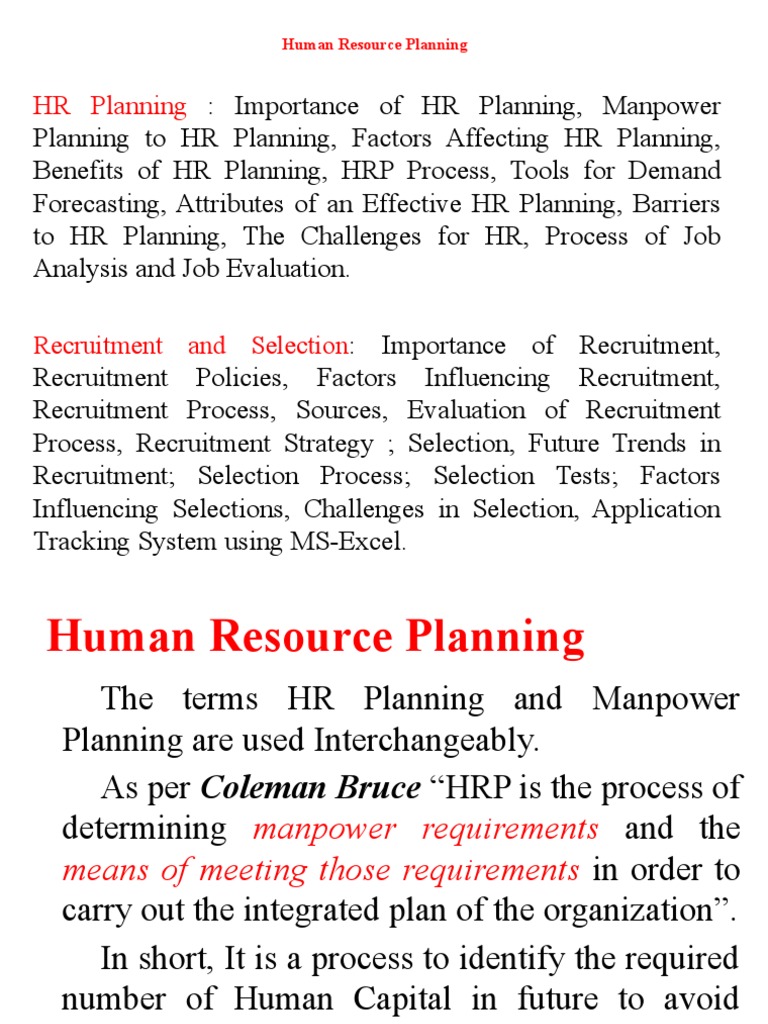 Human Resource Planning | PDF | Human Resources | Recruitment
