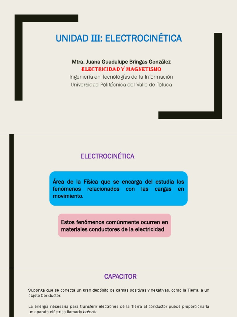 UNIDAD III-Electrocinetica | PDF | Condensador | Corriente eléctrica